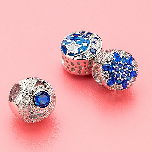 ATHENAIE 925 Sterling Silver Blue Clear CZ Evil Eye Bead Charms for European Bracelets