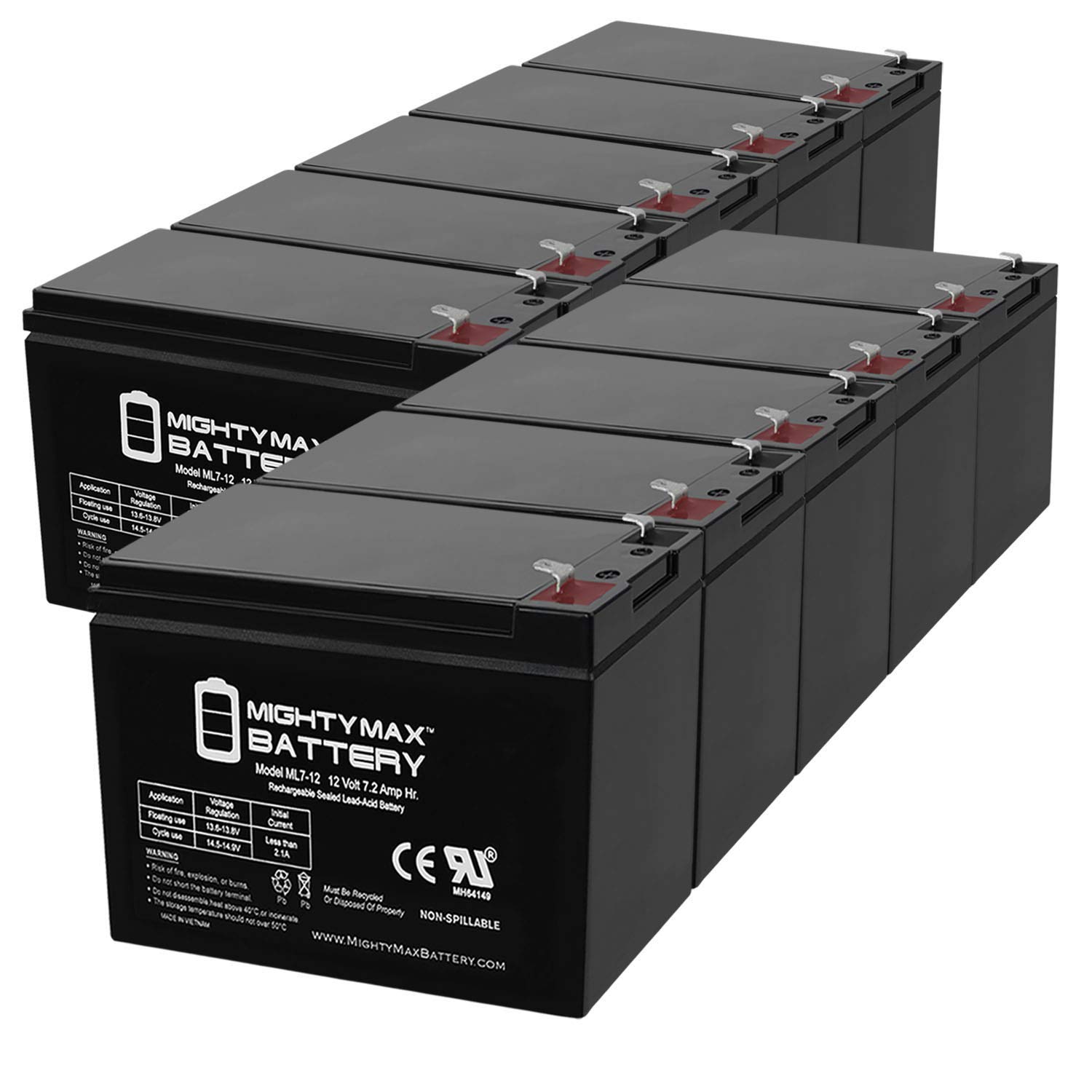 Mighty Max Battery 12V 7AH Battery Replaces npw36-12 gp1272 np7-12 bp7-12 ps-1270 cy0112-10 Pack