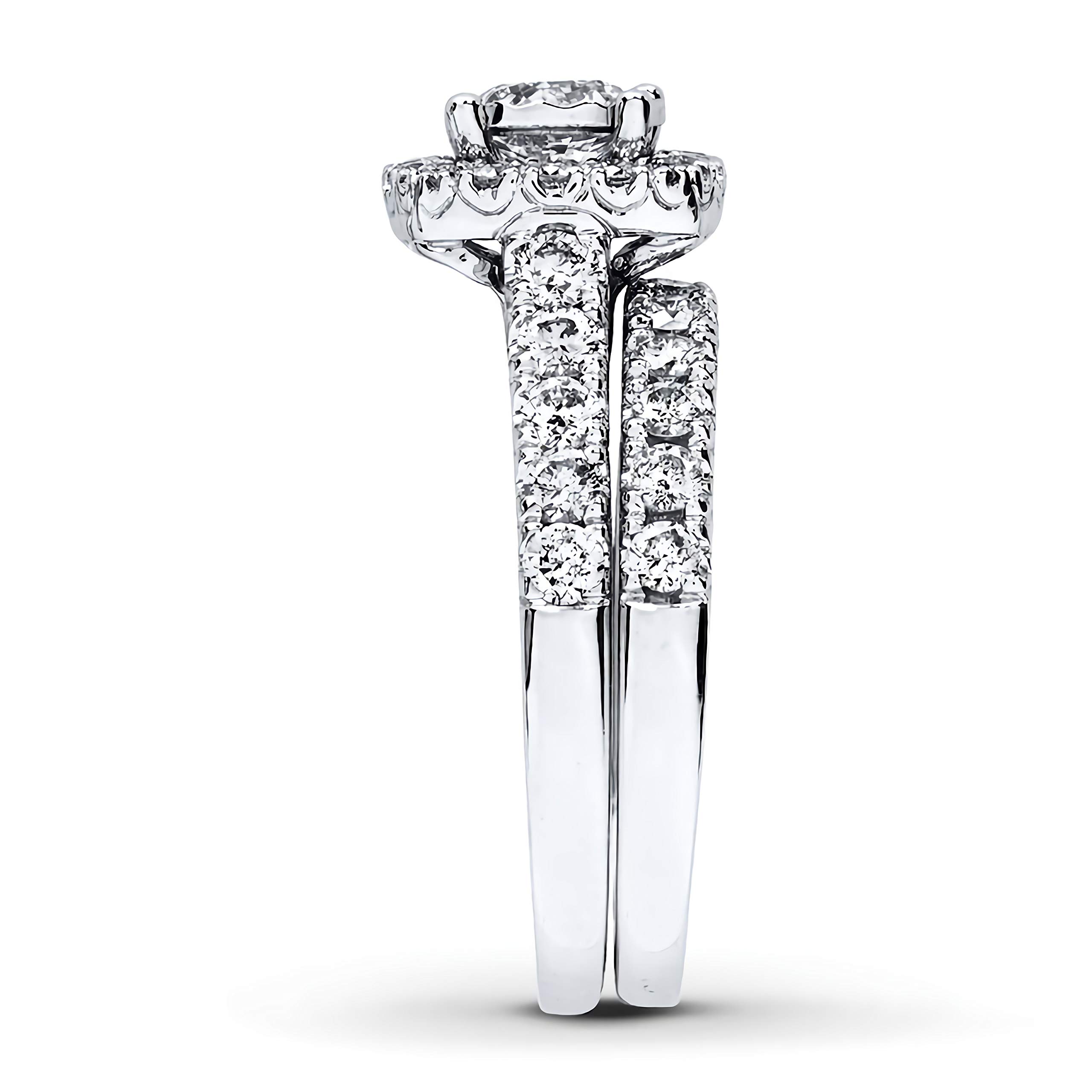AHTAMOS Bridal Set 2 CT TW Round-Cut Moissanite Engagement Rings for Women Size 9.5 Free Engraving