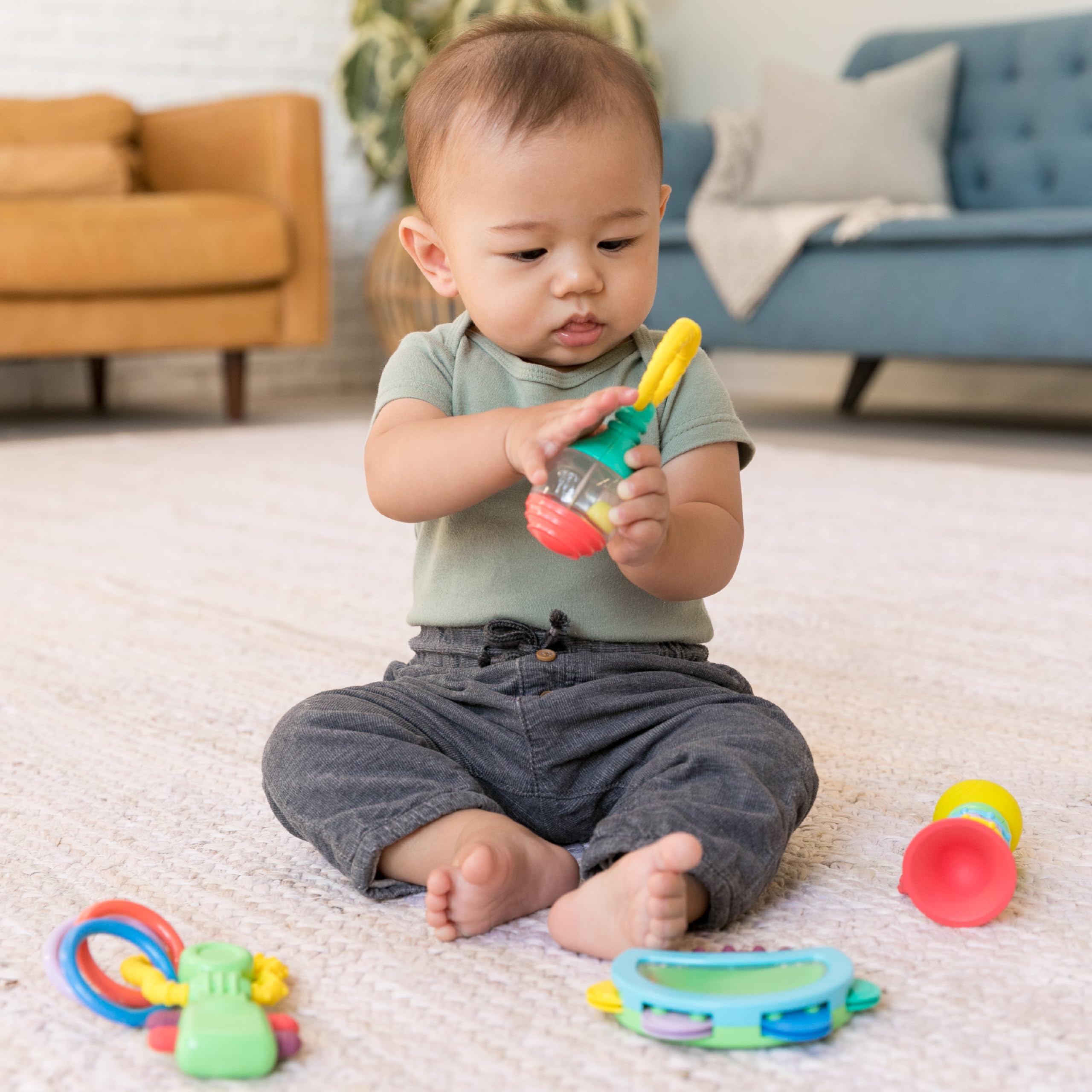 Infantino Baby's 1st Teethe and Play Music Set - Baby Essentials 4 Piece Gift Set, Instrument Themed Teethers and Rattles for Sensory Stimulation and Motor Development for Babies & Toddlers, BPA Free