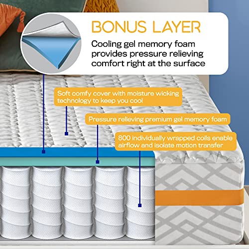 Simmons Amazon Exclusive - Premium Hybrid Memory Foam Mattress - 10 Inch, Twin Size, Individually Wrapped Coils, Cooling Foam, Quilted Cover, CertiPur-US Certified, 100-Night Trial