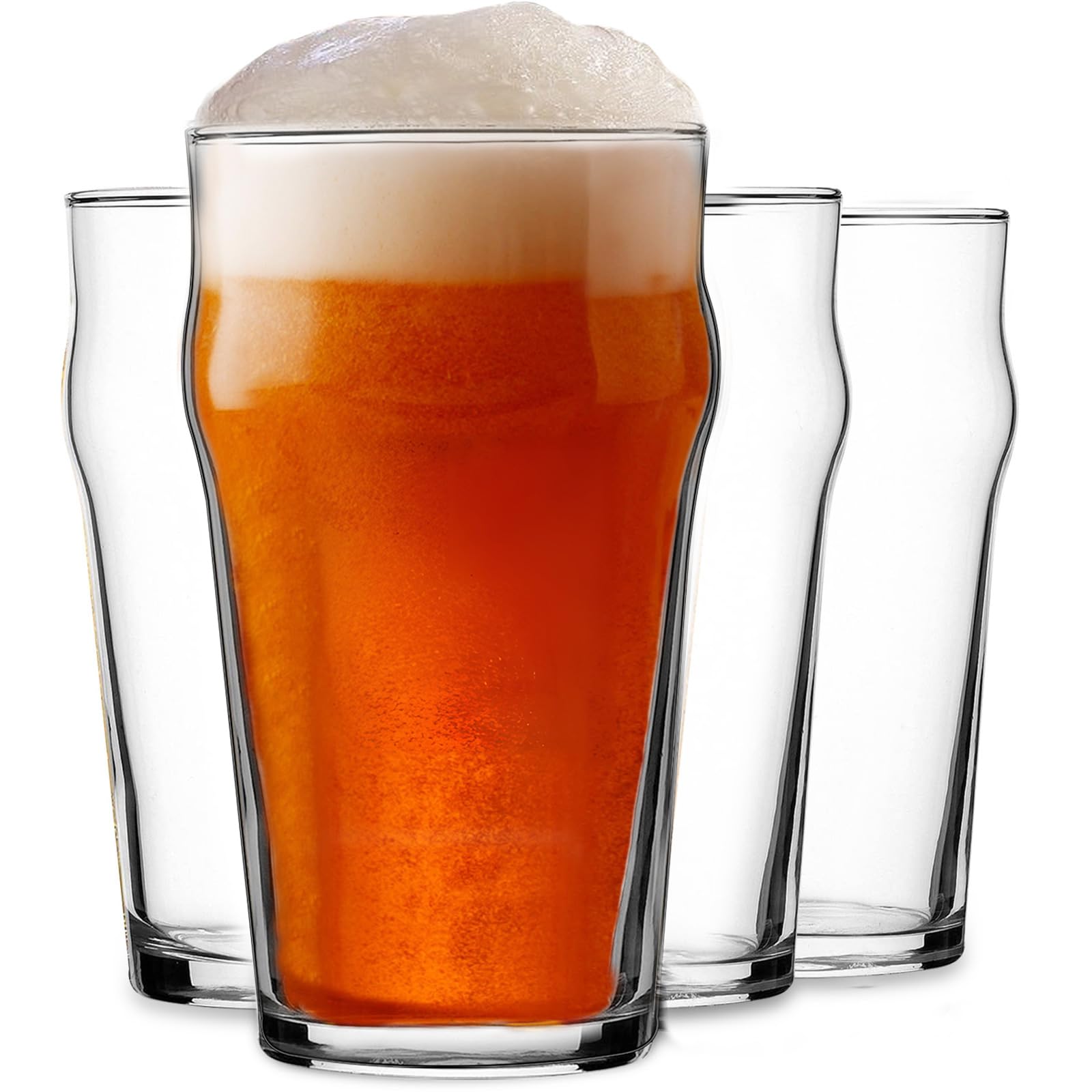 Baalaka Beer Glasses 16 oz, Pint Glasses Set of 4, Pilsner Beer Glasses, Wheat Beer Glasses, Glasses Drinking Set, Glassware Gift for Men