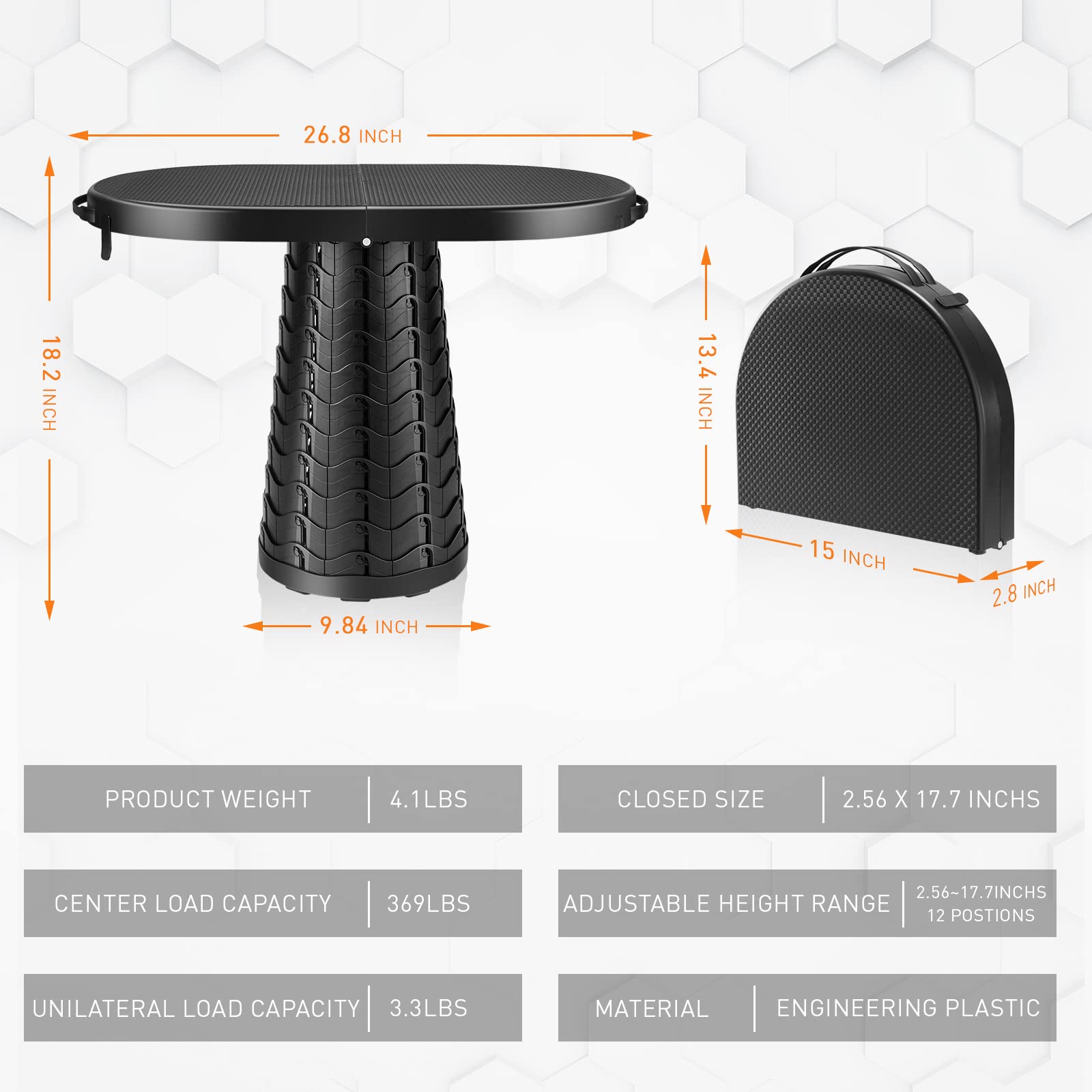 Ayburku Collapsible Stool – 2 in 1 Portable Chair Mini Table – Ultra Light Easy to Carry Retractable Stool Works As Coffee Table, Small Table – Heavy Duty Plastic Telescopic Stool for Camping, Picnic