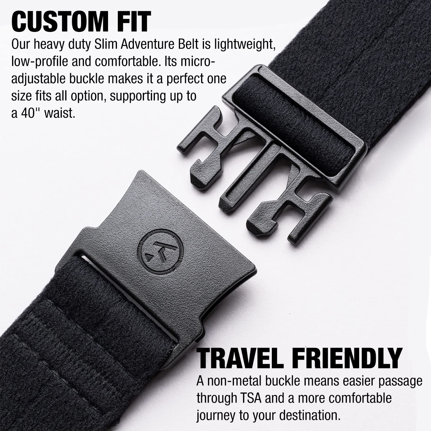 Arcade The Original Slim Unisex Adventure Belt, Narrow Width Elastic Stretch Webbing, Micro Adjust Buckle, Midnighter Black Noir