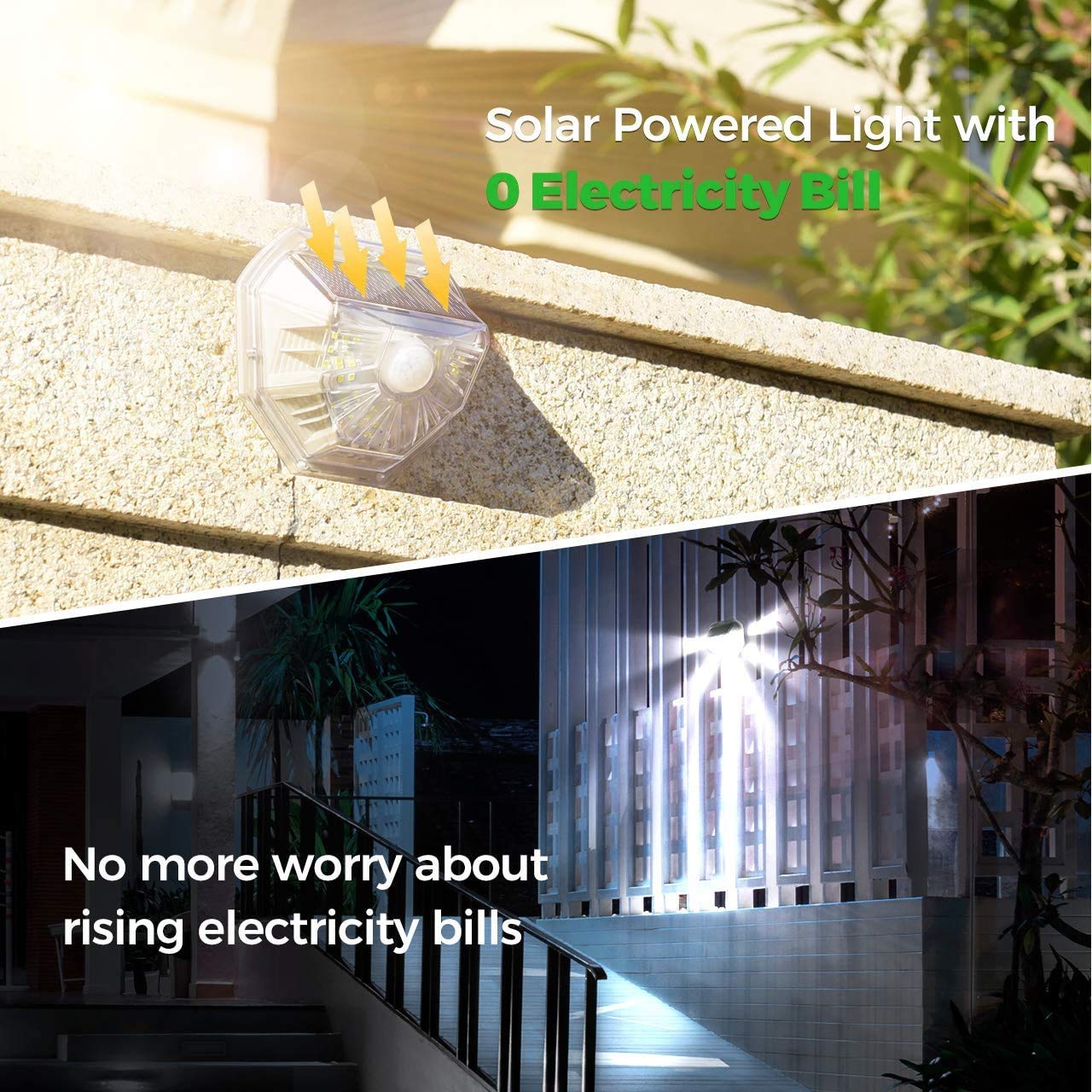 InPoTo Solar Lights Outdoor, Solar Motion Sensor Lights Outdoor , 40 LEDs 2-in-1 Solar Powered LED Wall Lights, IP67 Waterproof Security Lights for Home ,Garden ,Backyard, Front Door Use