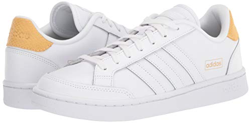 adidas Women's Grand Court SE Tennis Shoe, White/White/Orange tint, 8.5