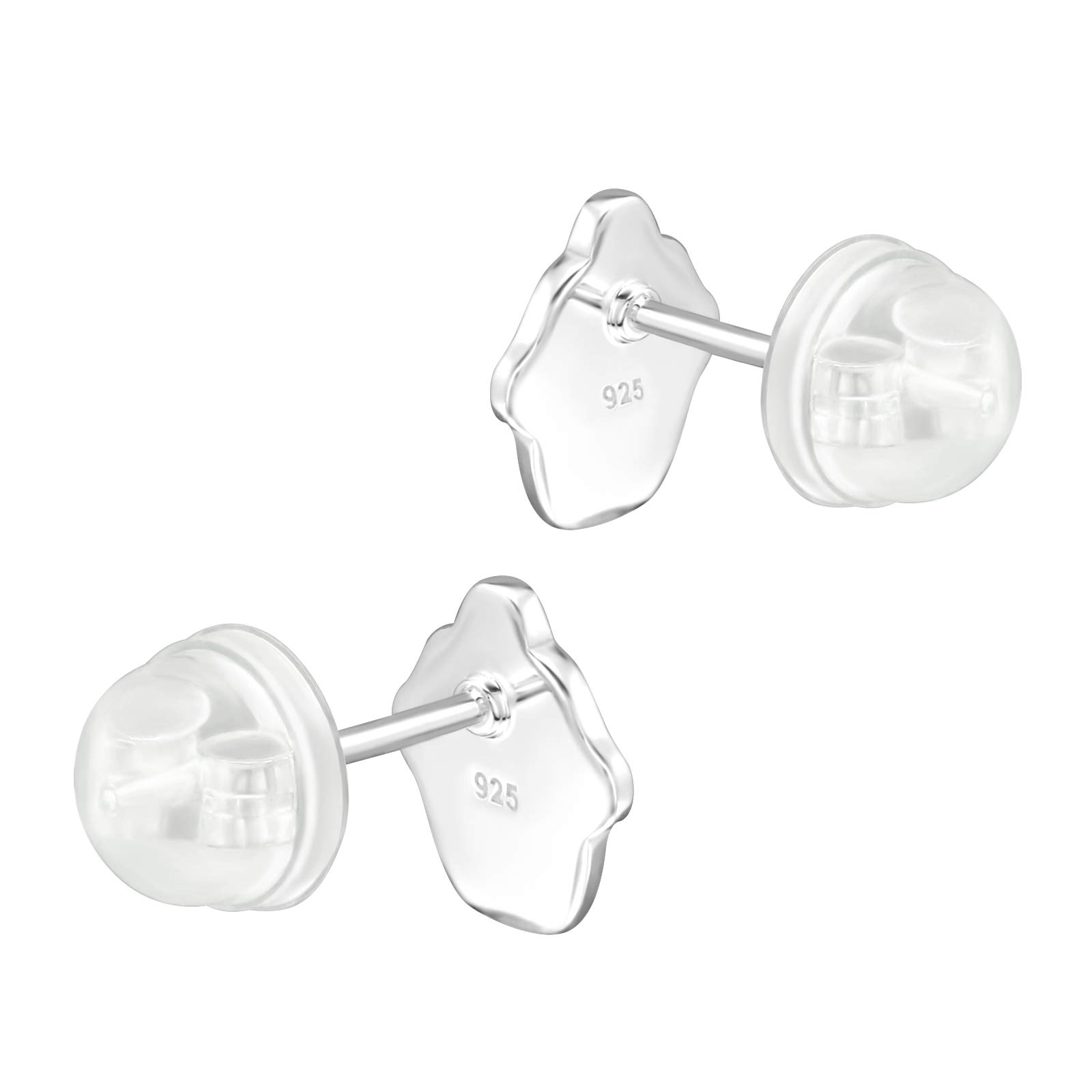 AUBE JEWELRY Hypoallergenic 925 Sterling Silver Cupcake Stud Earrings Adorned with Crystal with Silicone Coated Push Backs for Girls and Women