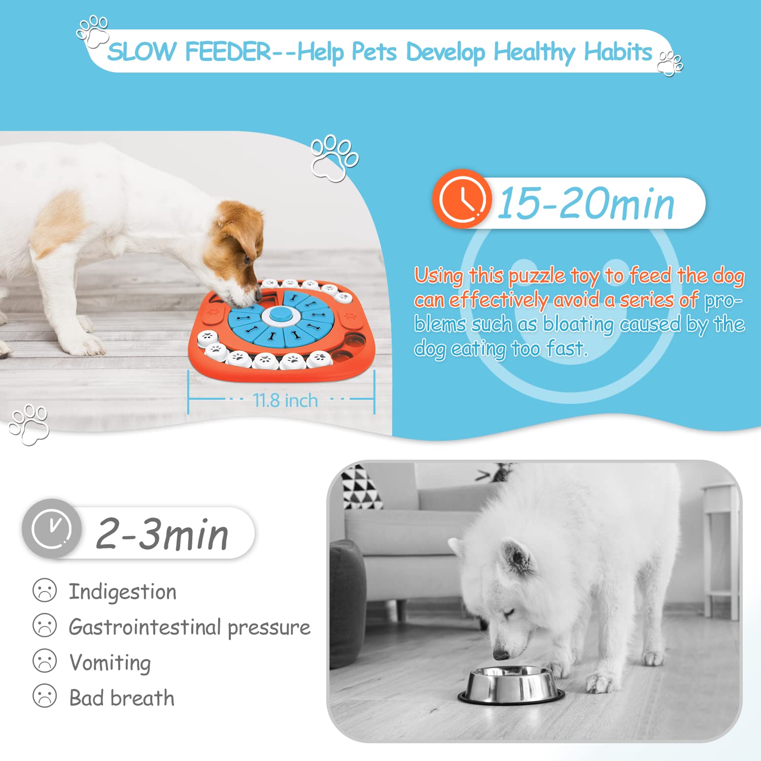 knitly Dog Puzzle Toys for IQ Training & Mental Enrichment, Interactive Dog Toys for Large Medium Small Dogs,Dog Treat Puzzle Dispensing Slow Feeder with Squeaky Design for Training & Fun Feeding