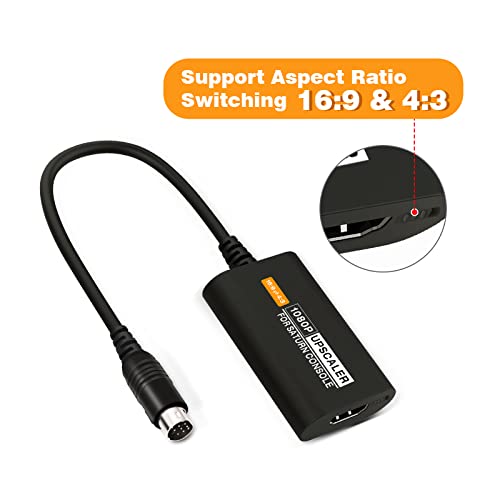 Kacenray HDMI Converter for Sega Saturn 1080P Upscaler HDMI Adapter Cable S-Video Input 4:3/16:9 Aspect Ratio Switching