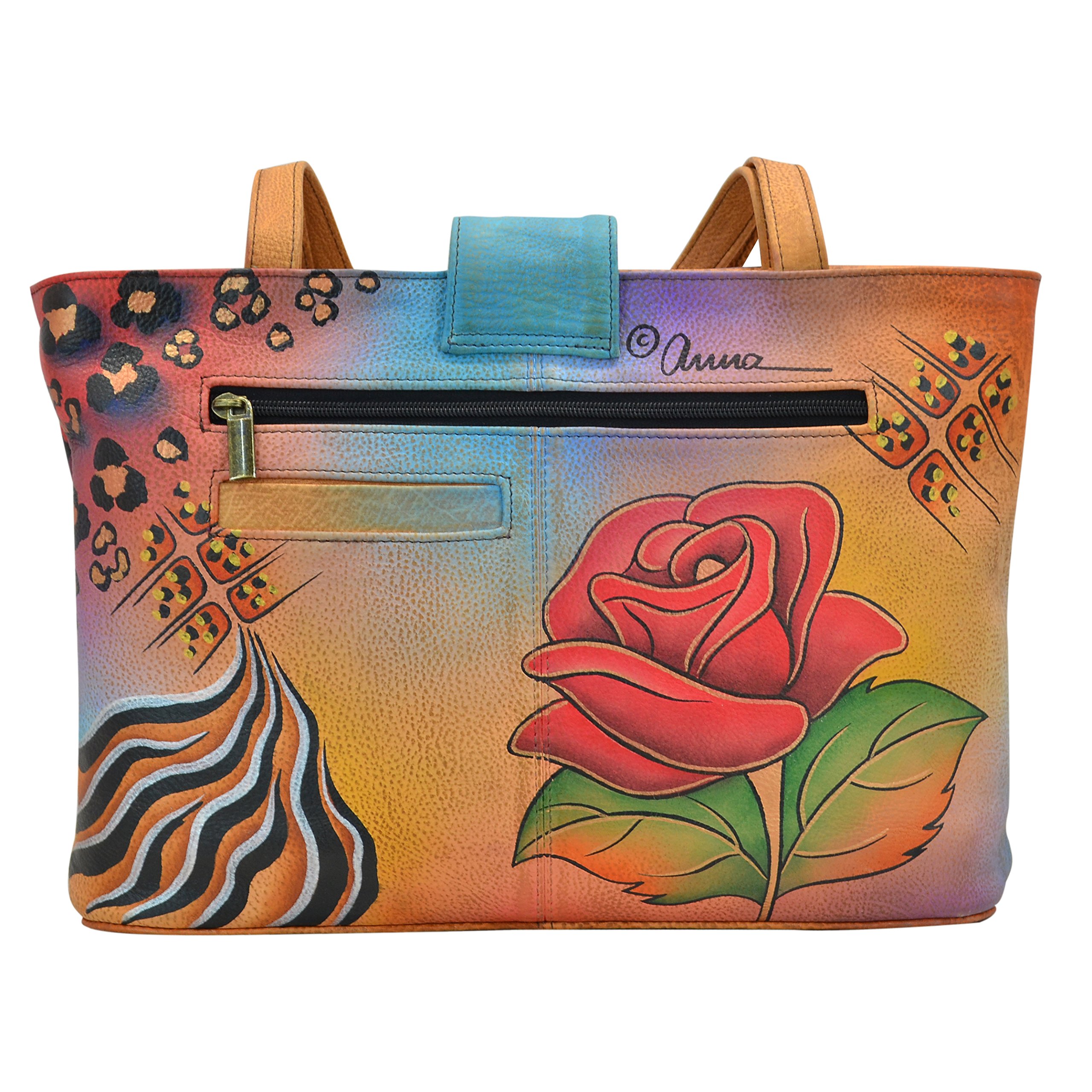 Anna by Anuschka Womens - รโ Anna Anuschka Tote Bag Genuine Leather Medium Rose Safari , Medium, Rose Safari, One Size US
