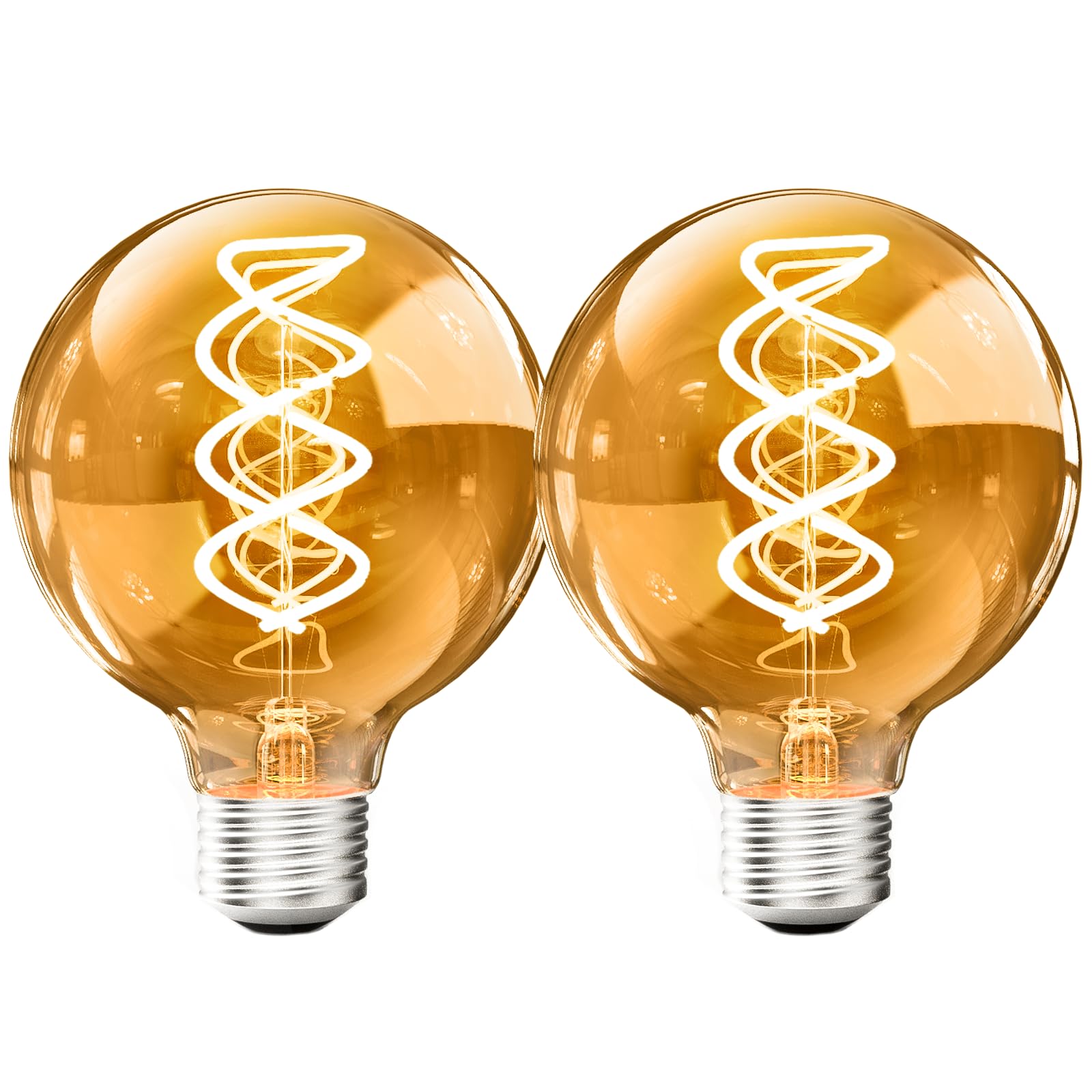 BOSITE G80 Vintage Edison Light Bulbs Dimmable 4W (40W Equivalent) Led Filament Bulbs Warm 2200K CRI80+ E26 25000hours Decorative Globe Amber Glass Light Bulbs for Home Yard Restaurant(2PCS)