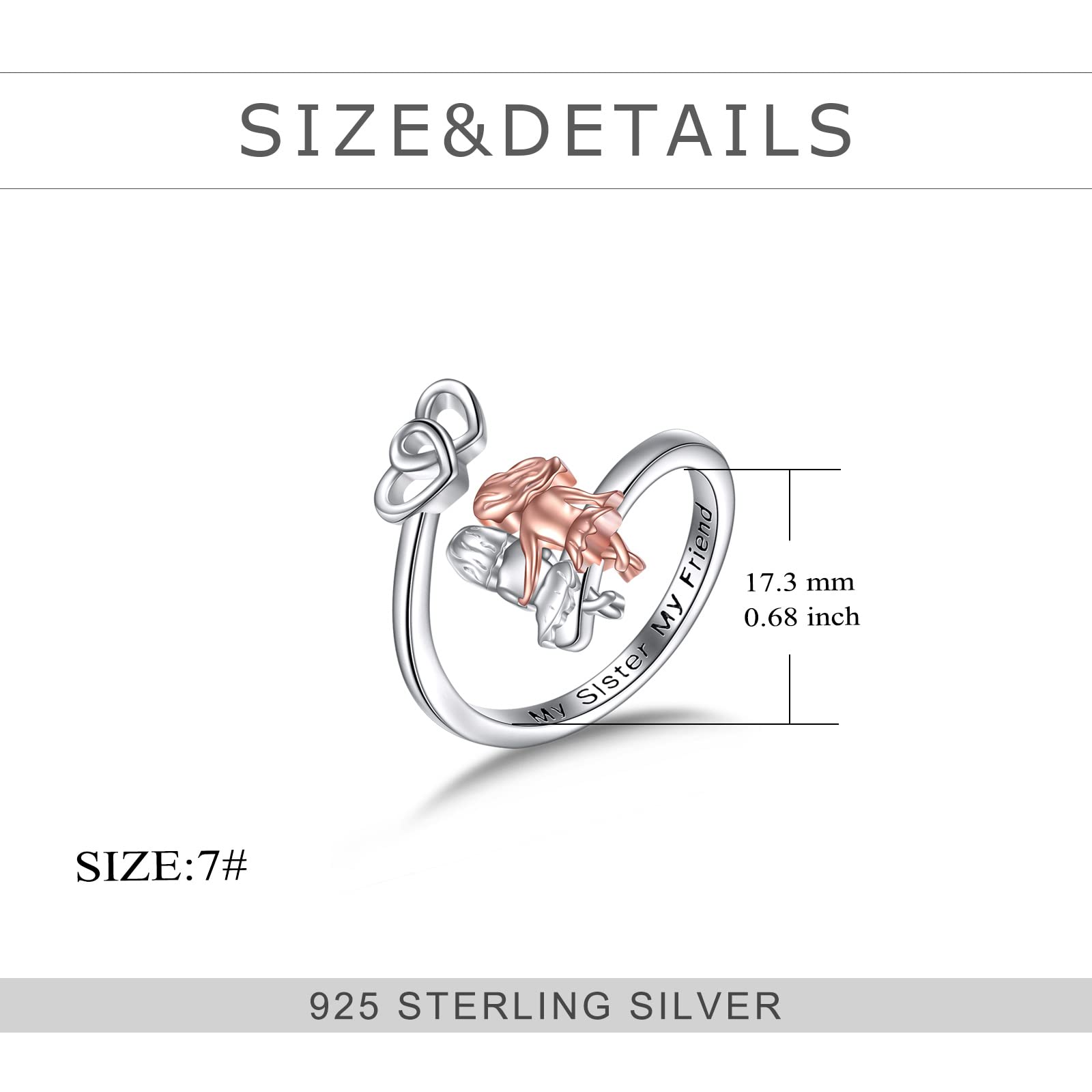 AXELUNA Women 925 Sterling Silver I Love You Ring Wedding Band Promise Rings for Her