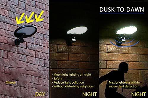 eLEDing Solar Lights Outdoor Super Bright 56 LED Solar Powered Motion Sensor Security Wall Lights with IP65 Waterproof & Rotatable Angle 0-80 Degree for Garage, Patio, Garden, Driveway, Yard