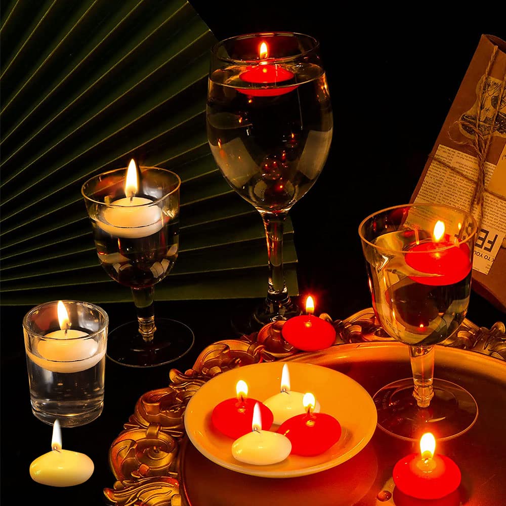 Unscented Floating Candles for Centerpieces, 40PCS Floating Warm Tealights Candles for Wedding Valentine's Day Christmas Bachelorette Party for Home Kitchen Bathtub Dining Table Decorations