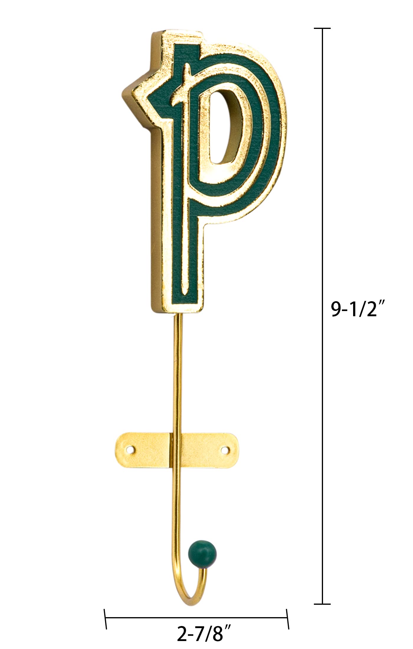 COLLECTIVE HOME - Monogram Wall Hooks, Wall Mounted Hooks for Hanging, Wood Letters for Wall Decor, Home-Bedroom-Livingroom Gold Decor, Decorative Wall Hangers for Coat, Scarf, Bag(P)