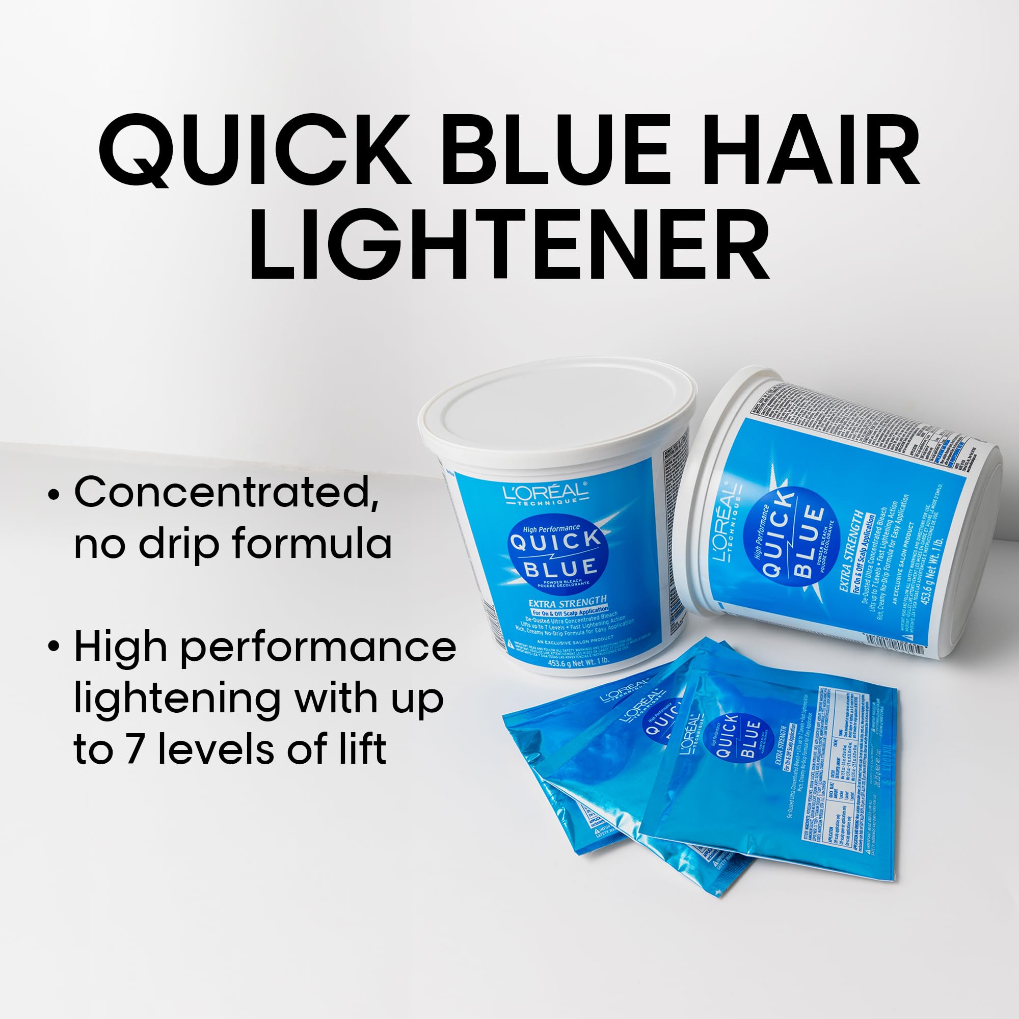 L'Oréal Technique Quick Blue High Performance Bleach | Professional Hair Bleaching Powder | No Drip Formula | Extra Strength Lightening Action Lifts Up To 7 Levels | Single Application | 1 Ounce