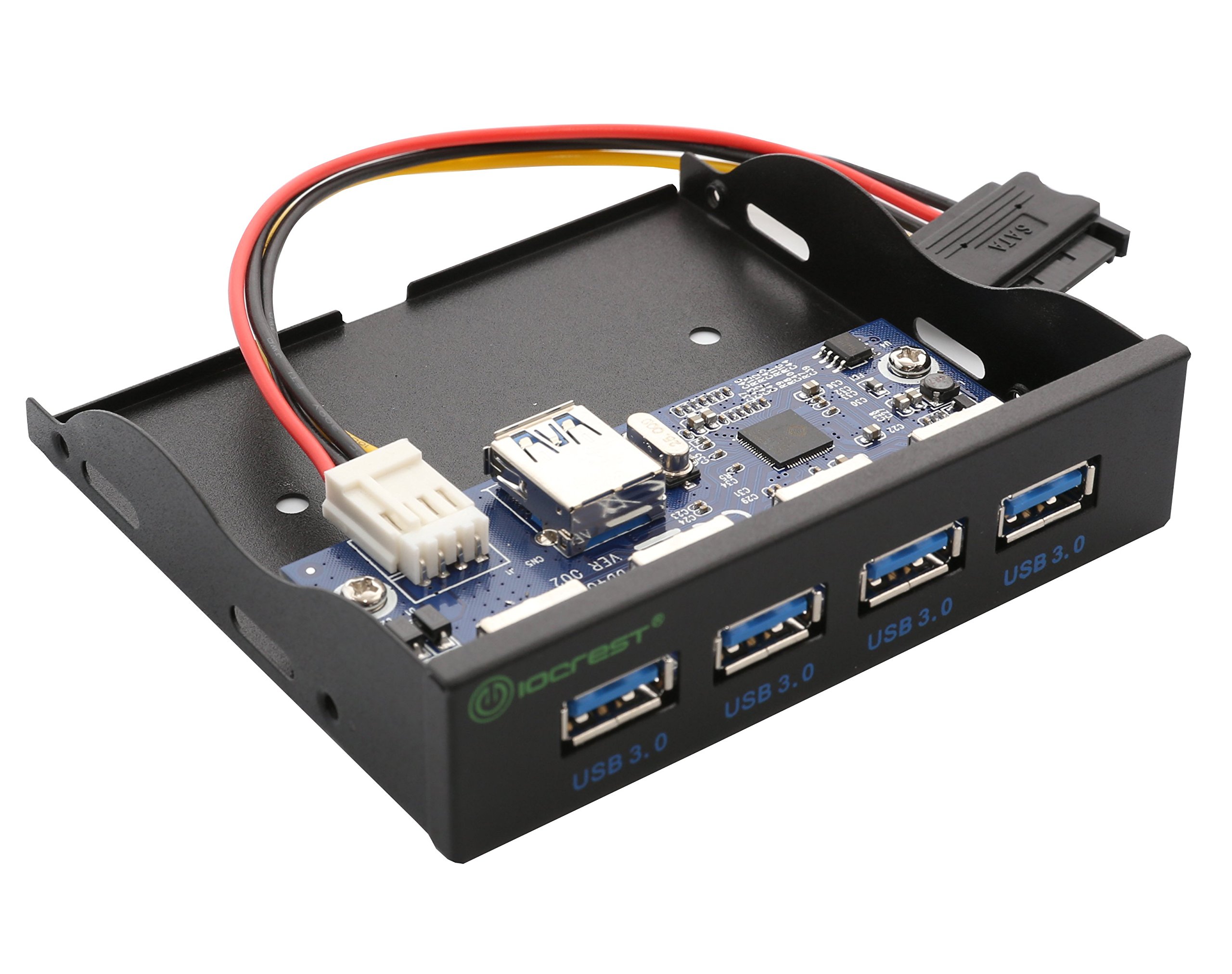 Syba Active 4 Port USB 3.0 Hub Panel for 3.5" Floppy Bay 19 Pin Header SATA Power SY-HUB20211