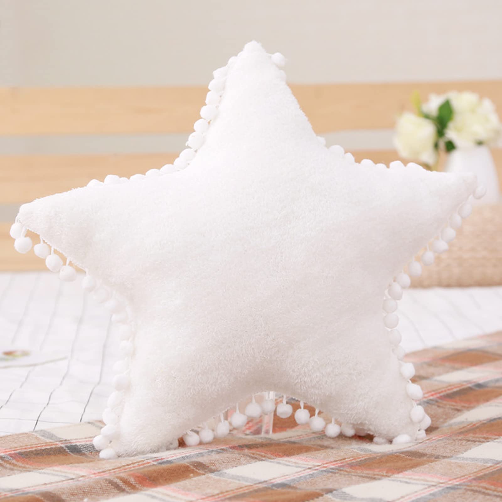 elfishgo Creative Star Moon and Cloud Plush Pillows Stuffed Toys (White, Star)
