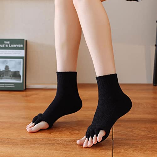AIBEARTY 3 Pairs Yoga Sport Gym Five Toe Separator Socks Foot Alignment Pain Massage Toeless Socks