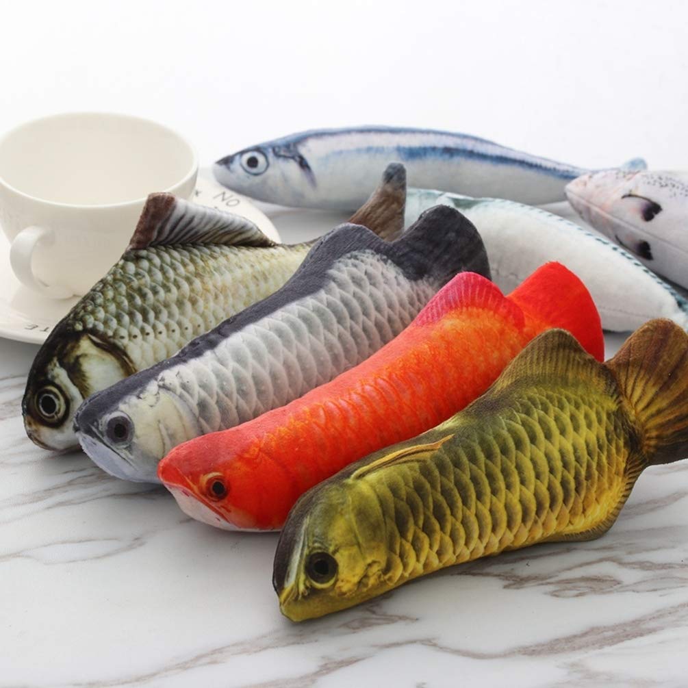 Toyvian Plush Fish Soft Fish Toy for Cat, Mini Fish Pillow Cat Stuffed Fish Carp Plush Pillow 3D Soft Fish, Mini Realistic Fish Pillow Simulation Fish Plush Toy Pet Toy