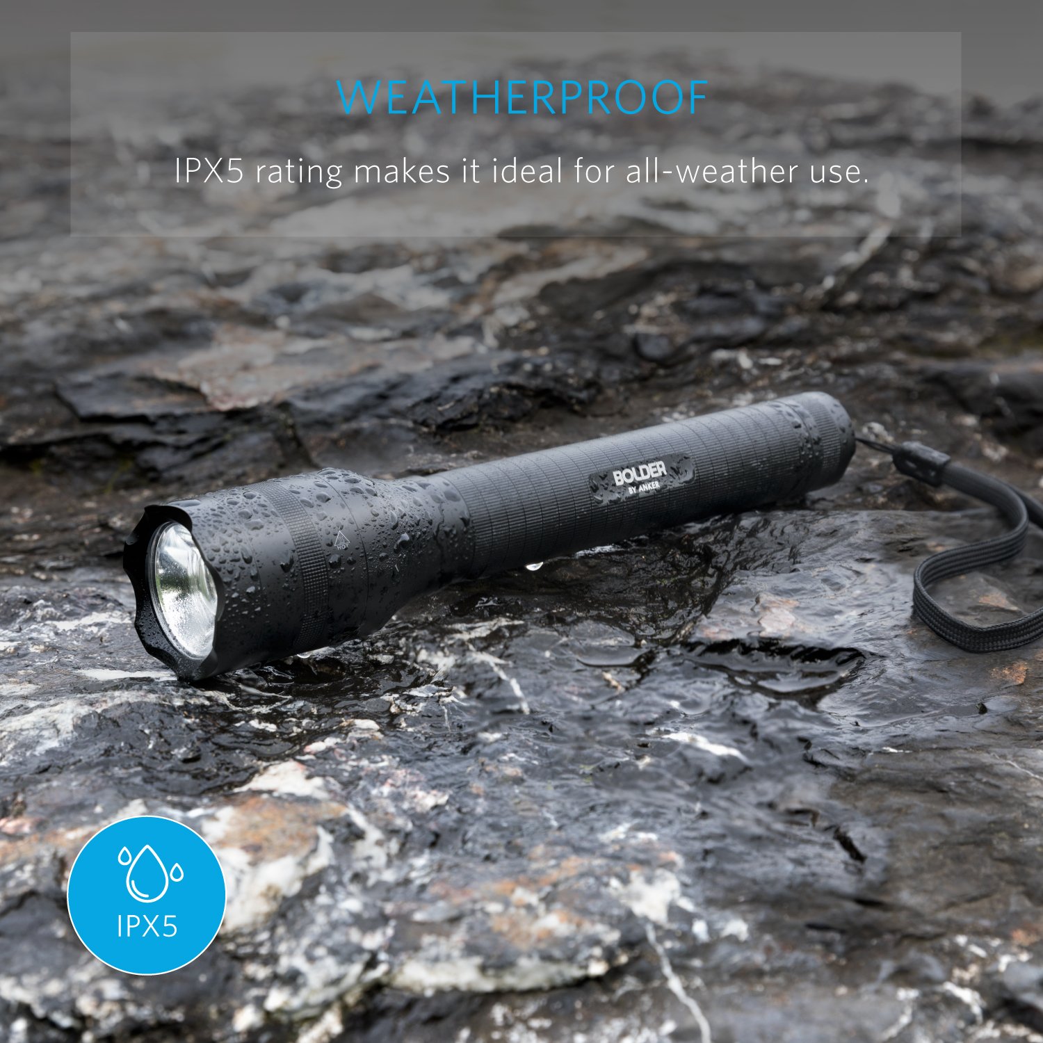 Anker Bolder LC90 2-Cell Rechargeable Flashlight, IPX5 Water-Resistant, Zoomable, LED Torch (for Camping and Hiking) with Super Bright 900 Lumens CREE LED, 5 Light Modes
