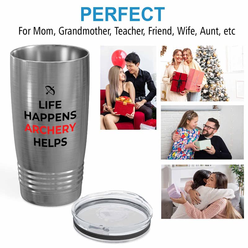 Archery Stainless Edition Tumbler 20oz - Archery Helps - Funny Gift For Archery Coach Athlete Hunt Target Shot Trainer Arrow Bow Sport