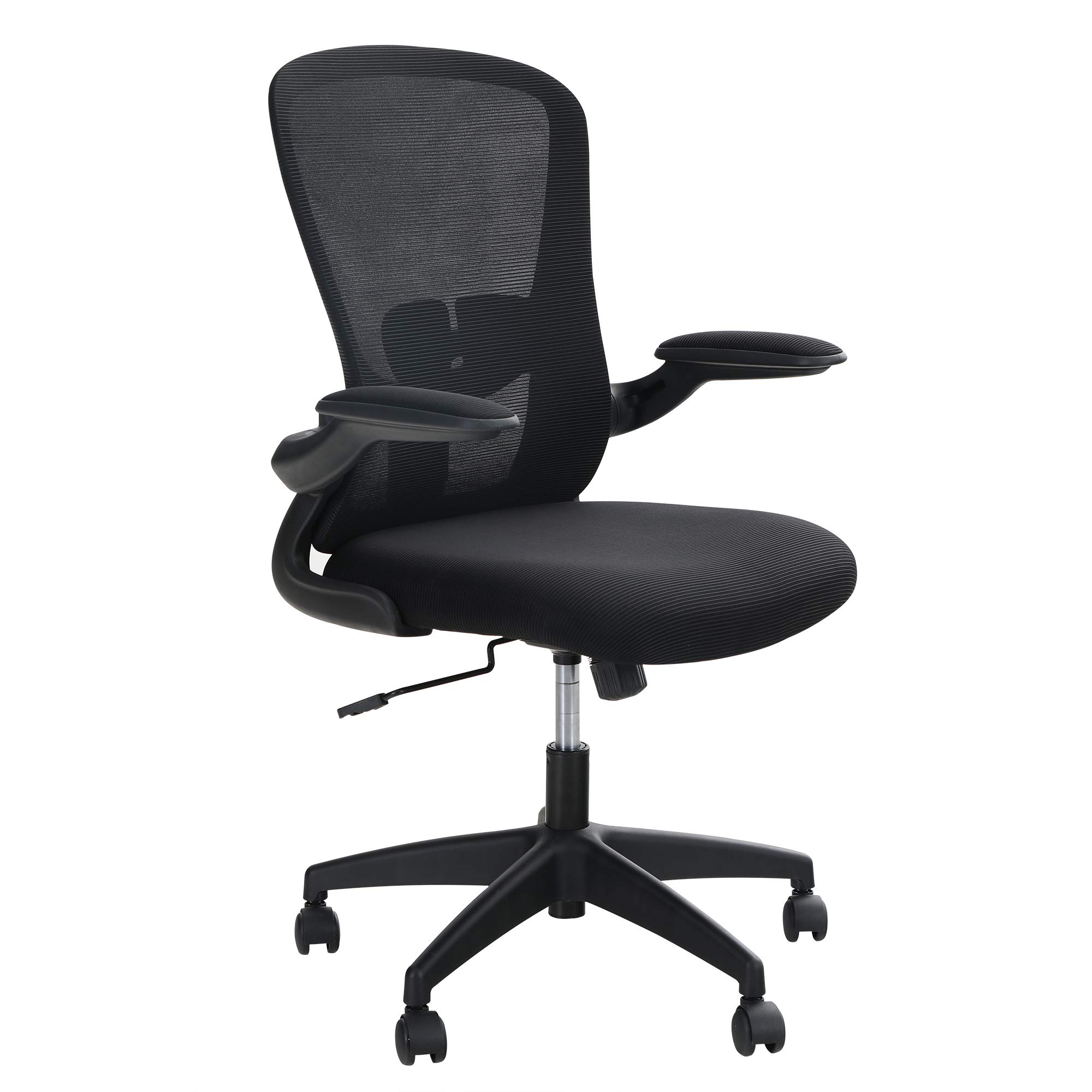 ALPHA HOME Ergonomic Office Chair Mid Back Computer Desk Chair with Flip-up Tufted Armrest Executive Adjustable Chair with Lumbar Support Mesh Rolling Swivel Chair with Casters-Capacity 250LBS