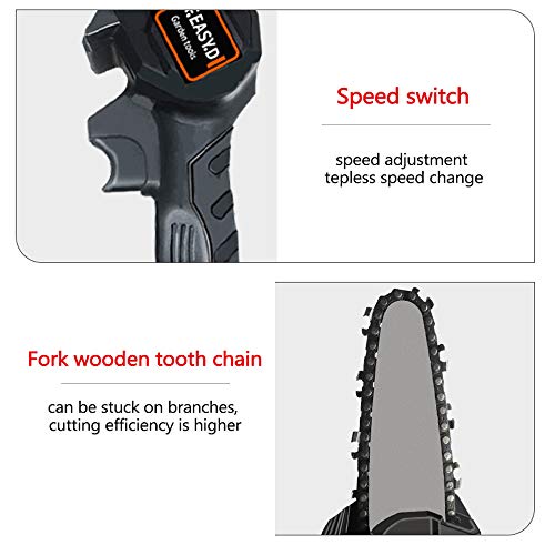 AOEIUV 24V Cordless Chainsaw, Mini Lithium Battery Electric Pruning Saw, 4 inch One-Hand Chainsaw with 2Ah Battery and Charger, for Tree Branch Wood Cutting,1pcs Battery