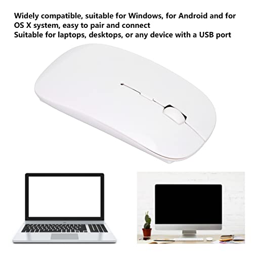 Bewinner 2.4G Wireless Mouse, BT and 2.4G Dual Mode Wireless Mice 1200DPI Sensitive Slim Laptop Mouse with USB Receiver for Computer Work Game White