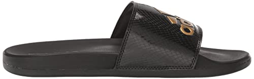 adidas Women's Adilette Comfort Slides Sandal, Black/Gold Metallic/Black, 7
