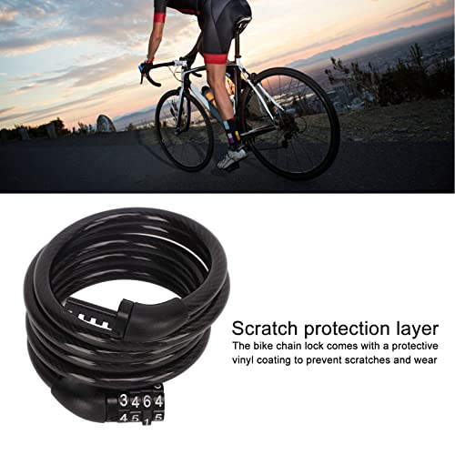 Bike Chain Lock, Anti Theft Not Changeable Password Manganese Steel Cable Lock Combination Sturdy for Scooters