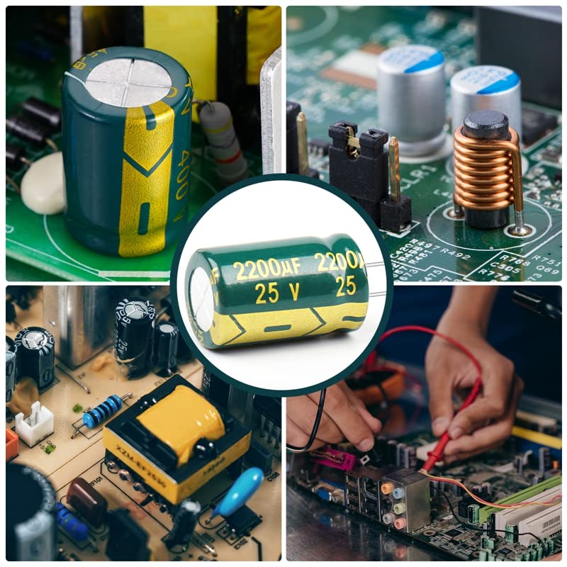 BEEYUIHF 2200UF MFD Capacitor 25V2200UF 13x21mm Aluminum Electrolytic Capacitors ±20% -40℃ to +105℃ (Pack of 5 Pcs)