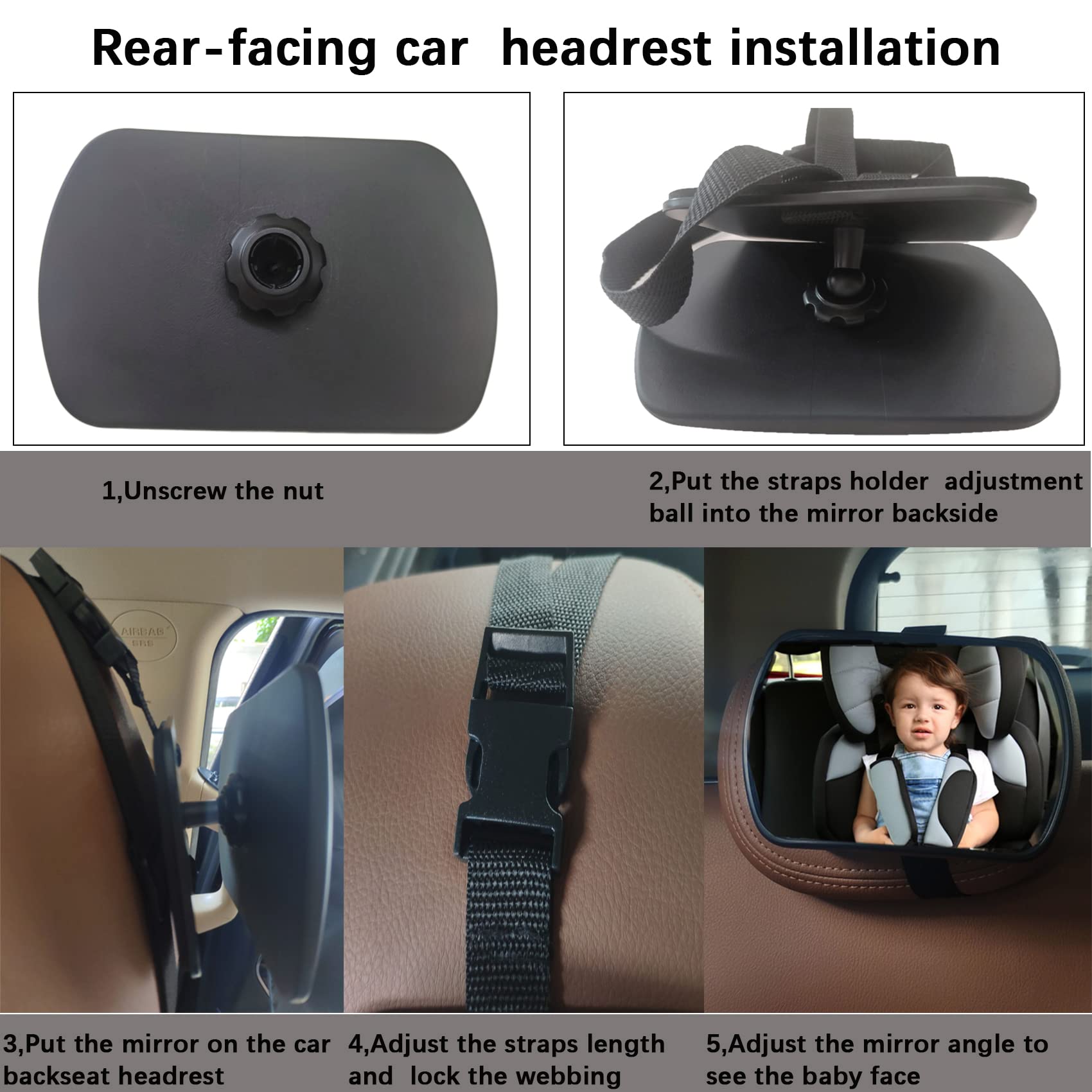 Baby Car Mirror 2 pack, Baby Mirror for Car Suction Cup Forward Facing Infant Mirror 360 °Adjustable Car Seat Mirror for Baby Rear Facing