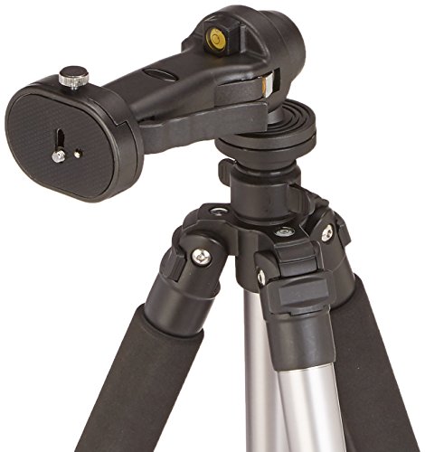Amazon Basics Pistol Grip Camera Travel Tripod With Bag - 34.4 - 72.6 Inches, Silver and Black