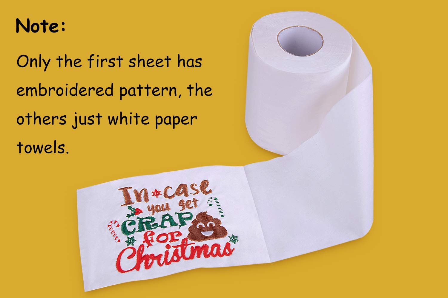 Christmas Embroidered Toilet Paper Decorations - Xmas Party/White Elephant/Gag Gift/Bathroom Decor