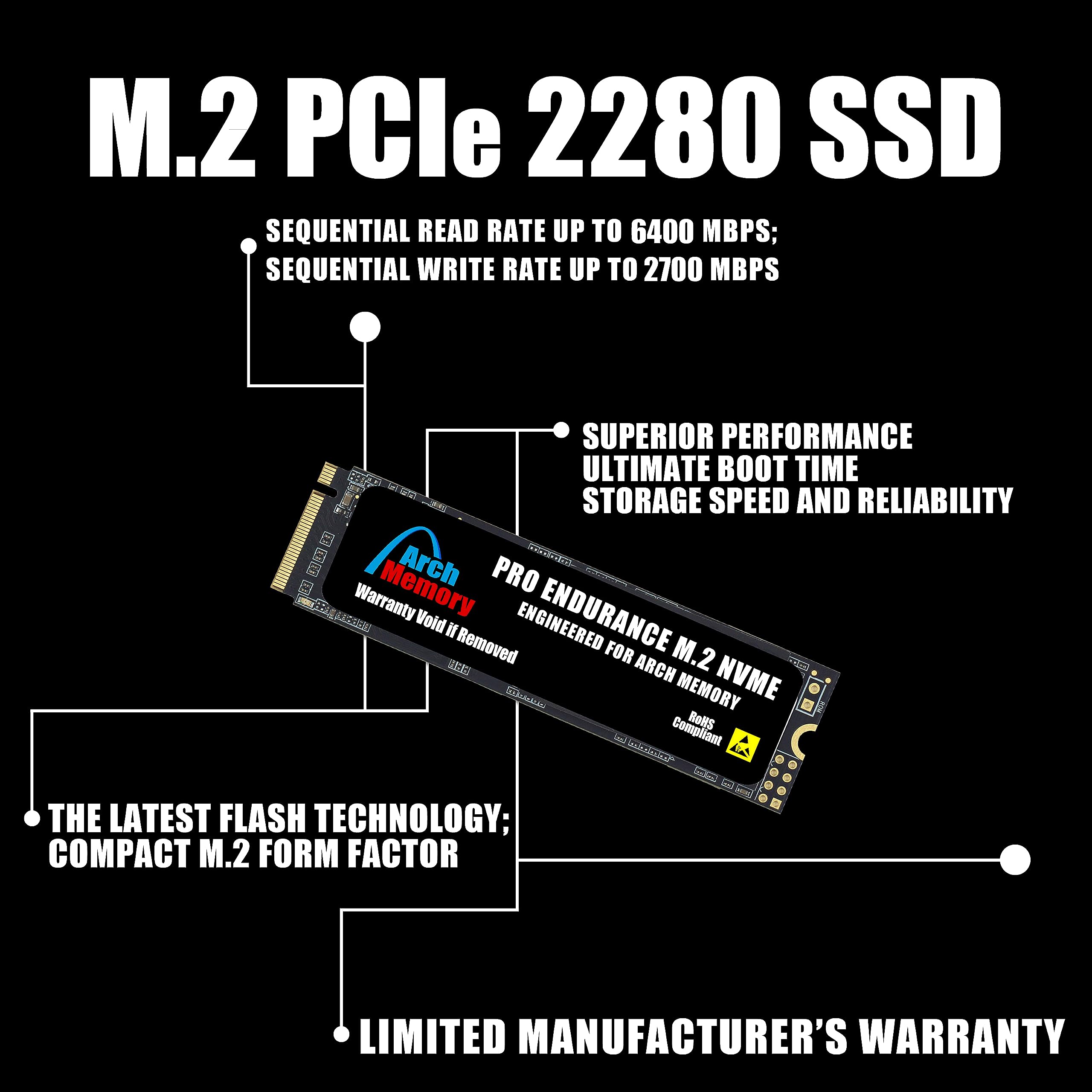 Arch Memory Pro Series Upgrade for Asus 256GB M.2 2280 PCIe (4.0 x4) NVMe Solid State Drive for TUF Z390-PRO Gaming