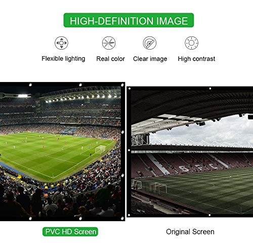 APAINI 16:9 Foldable 120 inch Projector Screen PVC Fabric Projection Screen for Education Office Home Theater Outdoor Cinema