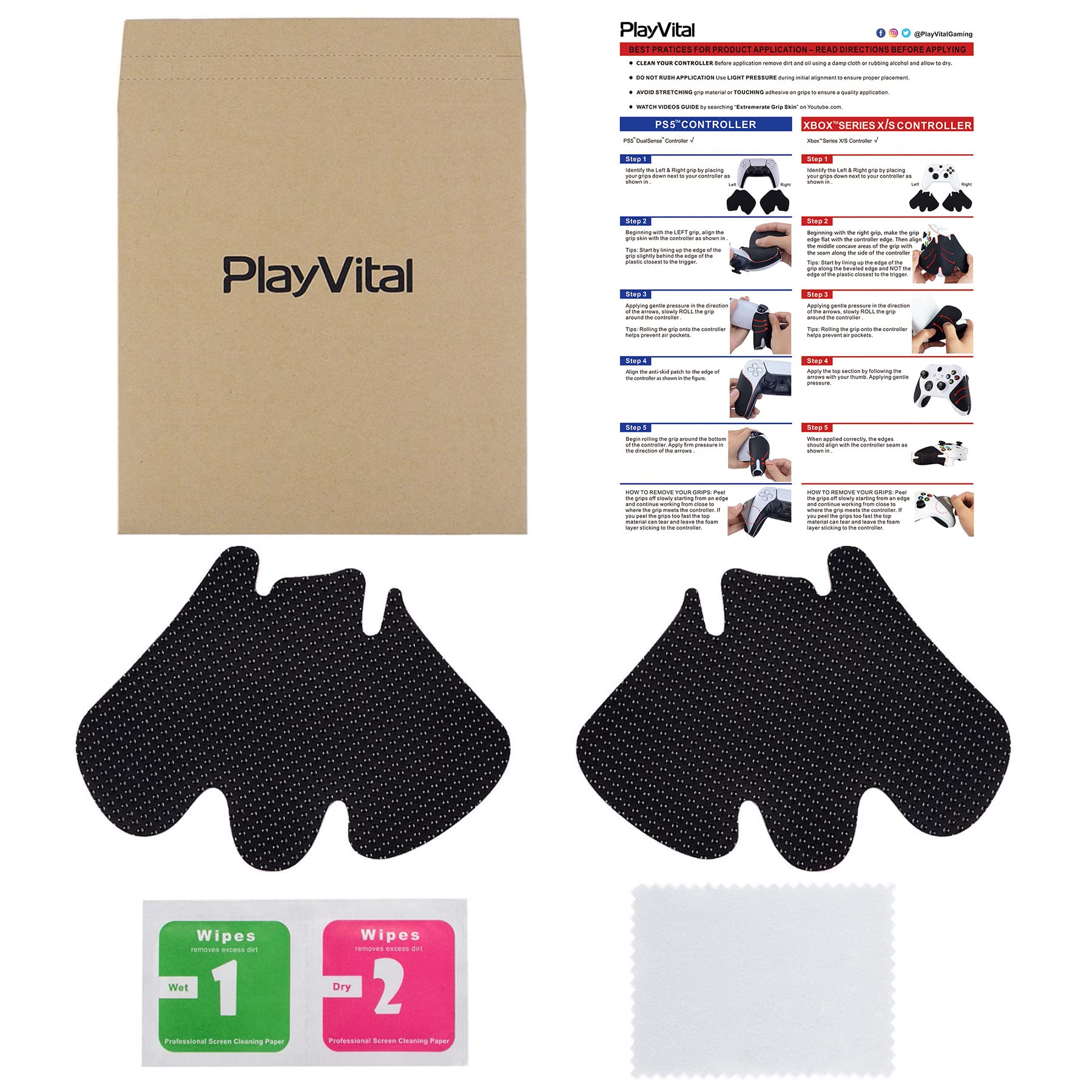 eXtremeRate PlayVital Anti-Skid Sweat-Absorbent Controller Grip for Xbox Series X/S Controller, Professional Textured Soft Rubber Pads Handle Grips for Xbox Series X/S Controller - 3D Concave