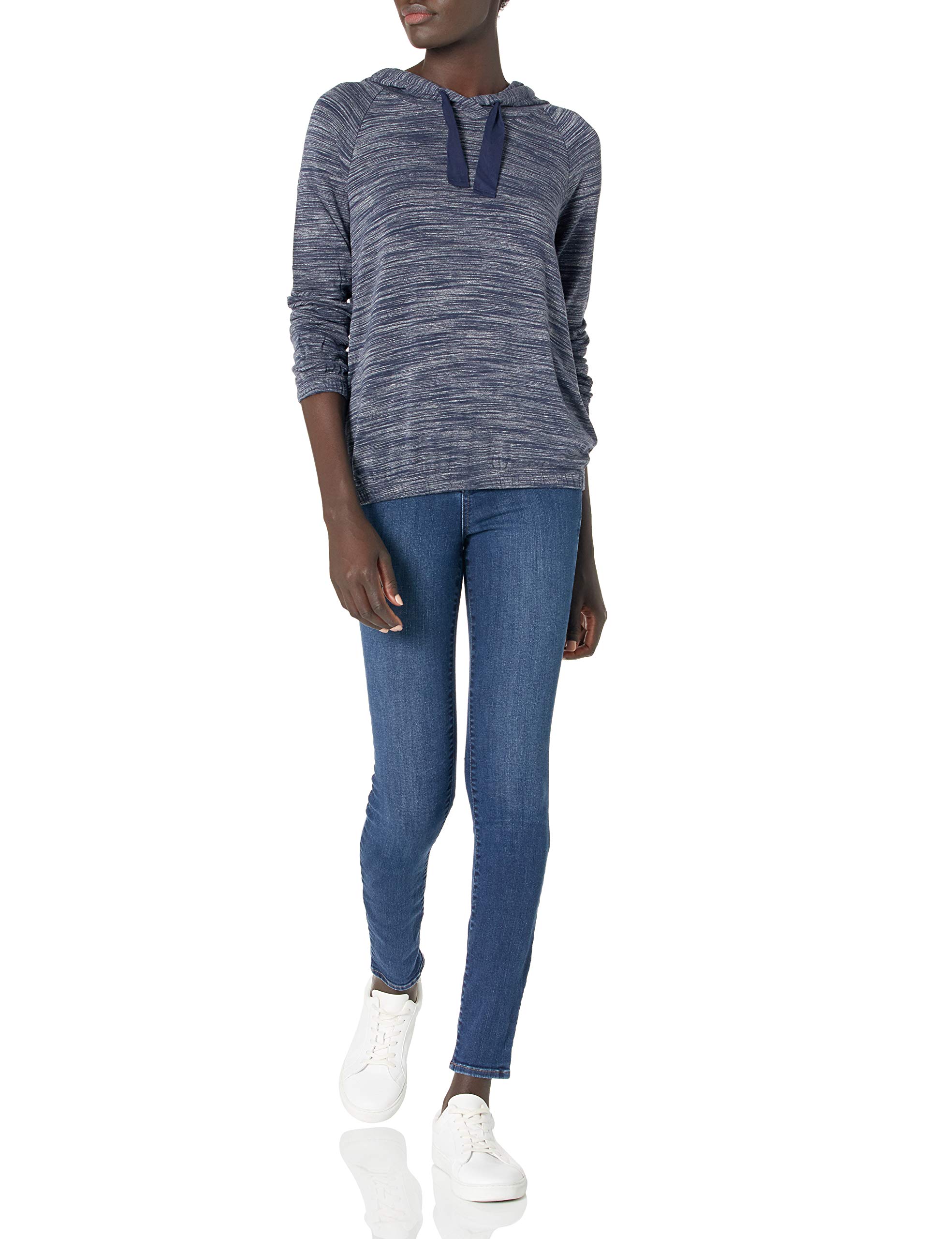 Amazon Brand - Daily Ritual Women's Supersoft Terry Gathered Waist Hoodie, Navy Spacedye , XX-Large