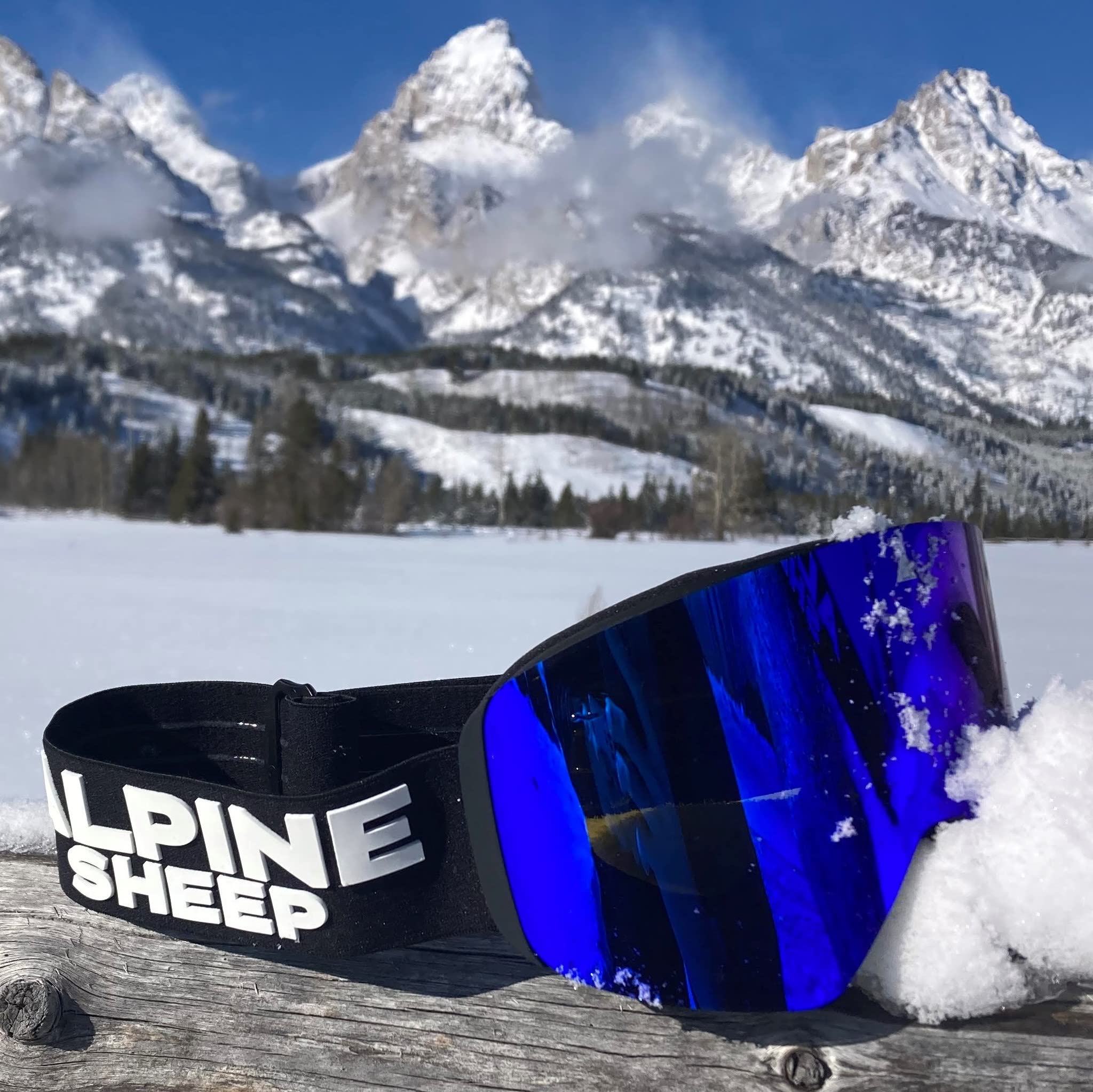 Alpine Sheep Ski & Snowboard Goggles, two magnetic interchangeable lenses, Men and Women (Black Frame, One Dark Blue; One Yellow)