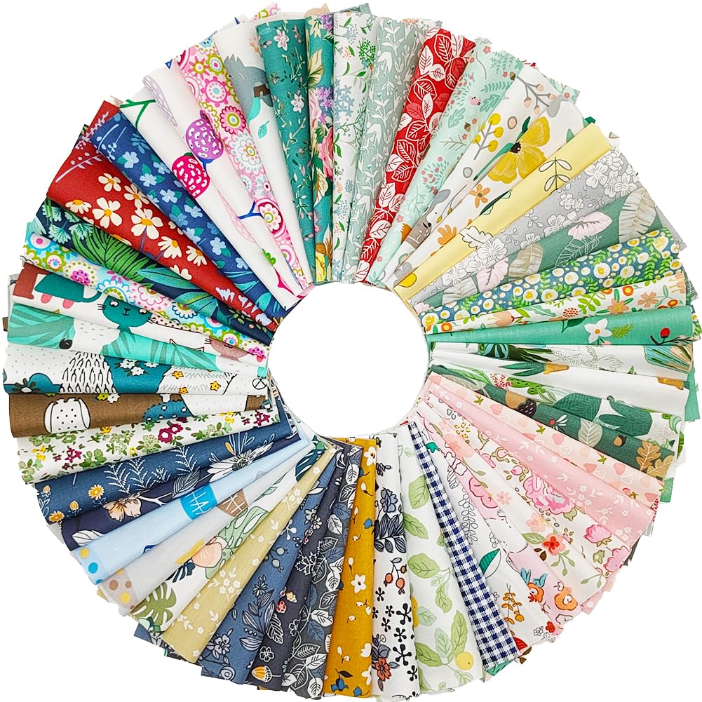 Cartisanat Quilting Fabric Bundles, 56 pcs/lot Top Cotton 5.9" x 5.9" (15cm x 15cm) Squares Patchwork, Precut Quarter Sheets & Different Pattern for DIY Sewing Mask & Craft.