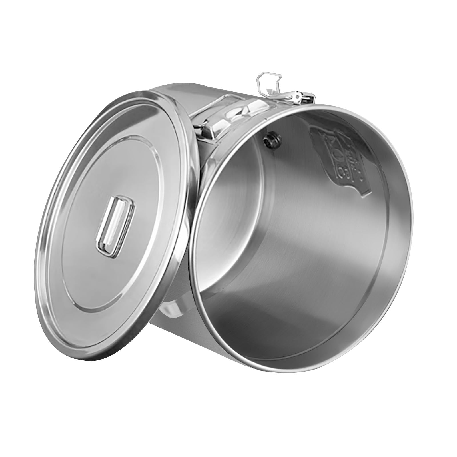DYNAMI 304 Stainless Steel Airtight Canister, 3.2Gal Canisters Container with Lids and Sturdy Locking Clamp,Bucket Food Storage Containers Airtight for Rice, Flour, Grain, Coffee Bean(12L)
