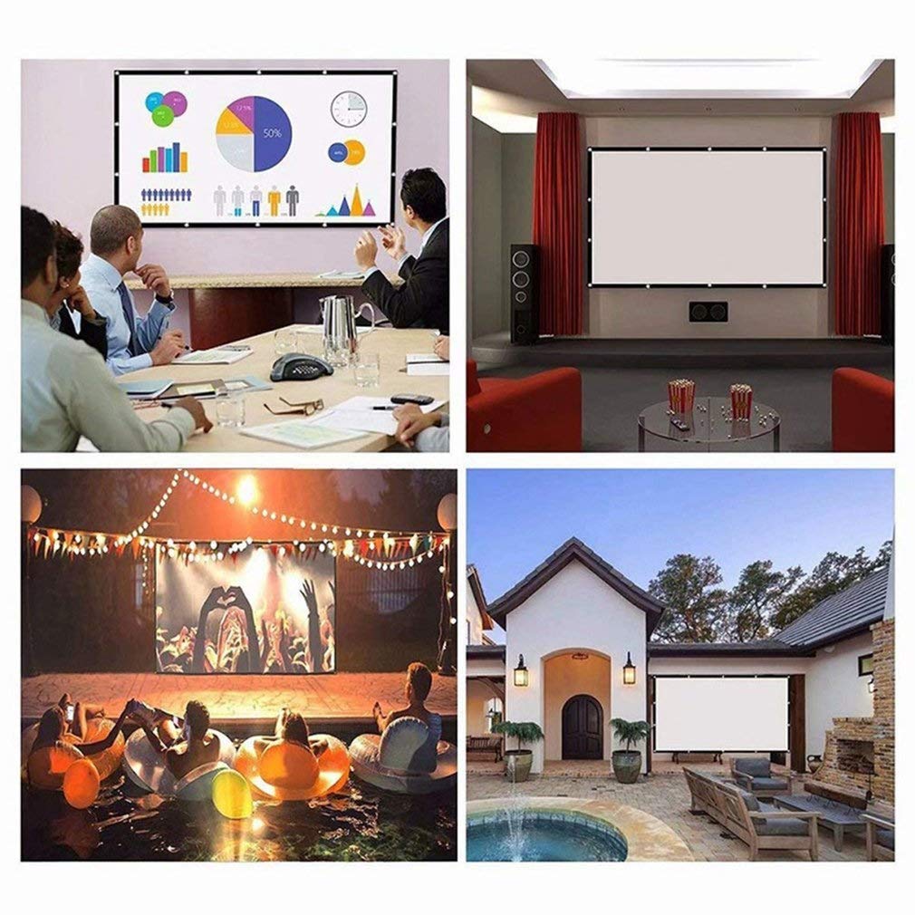 APAINI Projector Screen 150 inch 16:9 Foldable Anti-Crease Portable Projection Movies Screen for Home Theater Outdoor Indoor Support Double Sided Projection