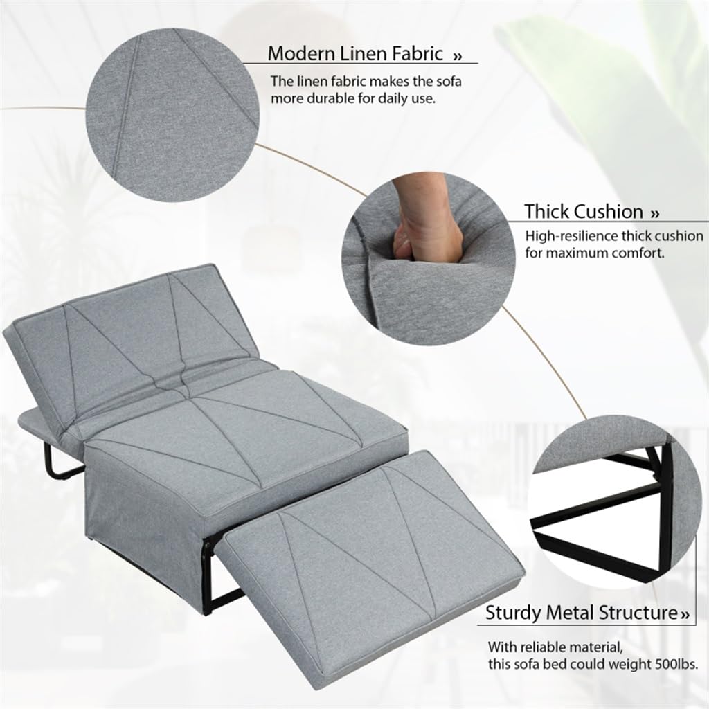 APAINI Sofa Bed,4-in-1Folding Ottoman Sofa Bed Sleeper Chair Convertible Chair Into Bed with Adjustable Backrest