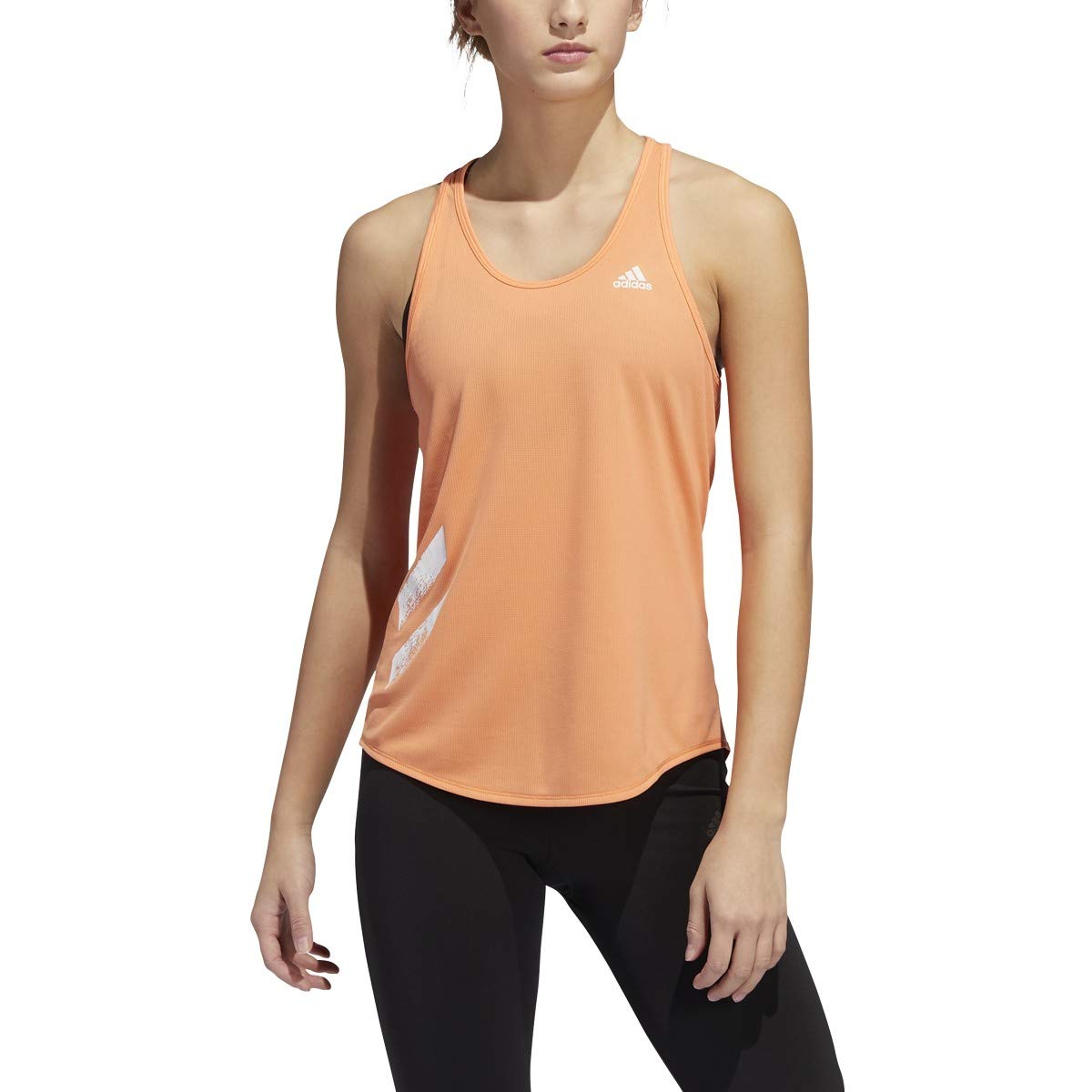 adidas Women's Run It 3-Stripe Tank, Glory Pink, X-Large