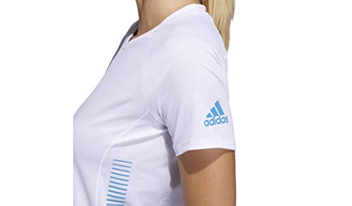 adidas Women's 25/7 Tee Rise Up N Run White/Sharp Blue Small