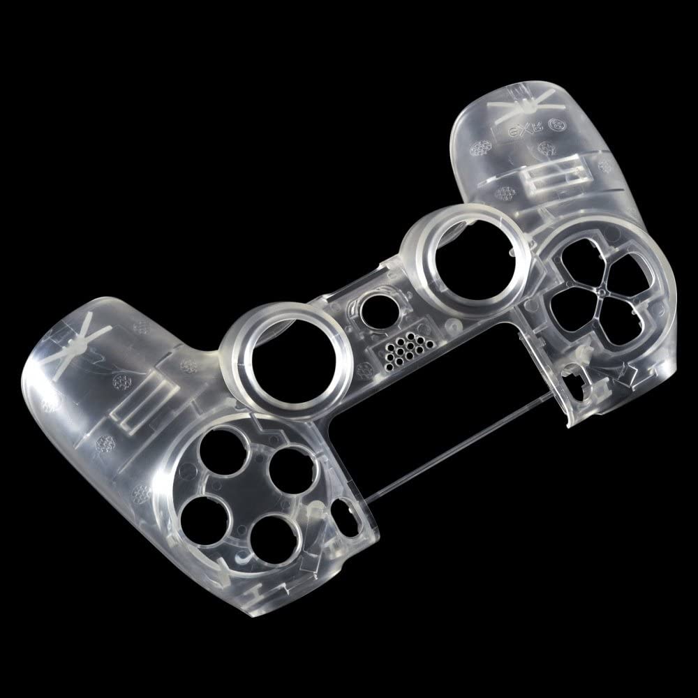 eXtremeRate Transparent Clear Custom Faceplate Cover, Replacement Front Housing Shell Case Compatible with ps4 Slim Pro Controller JDM-040/050/055 - Controller NOT Included