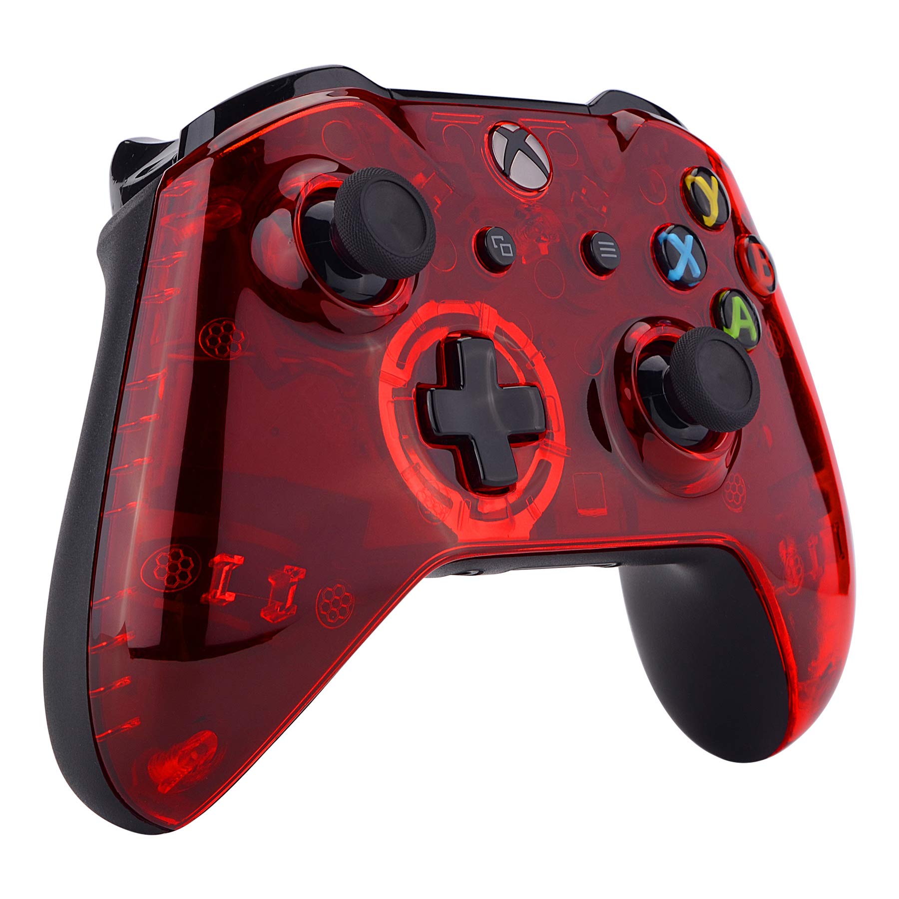 eXtremeRate Transparent Crystal Clear Red Faceplate Cover for Xbox One Wireless Controller (Model 1708), Custom Case Front Housing Shell for Xbox One S X Controller - Controller NOT Included