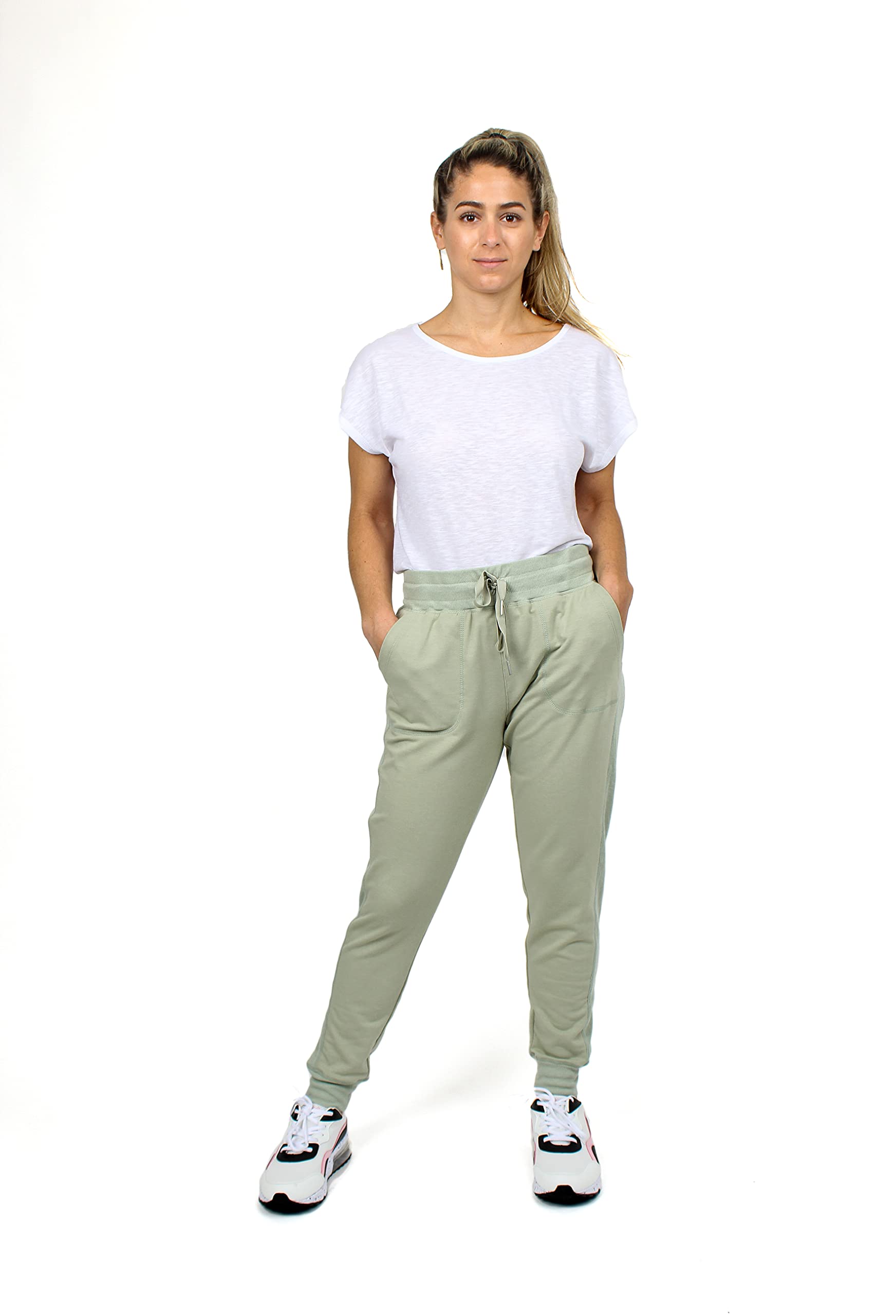 Apana Ladies Sojourn Jogger Active Yoga Sweatpants Clothing (Light Grey Heather, Large)