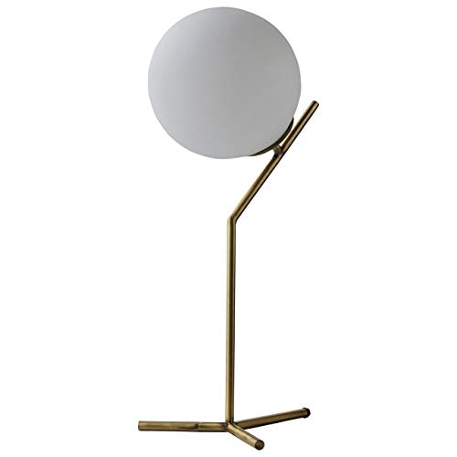 Amazon Brand – Rivet Glass Ball and Metal Table Lamp with Bulb Included, 21.5" H, Brass